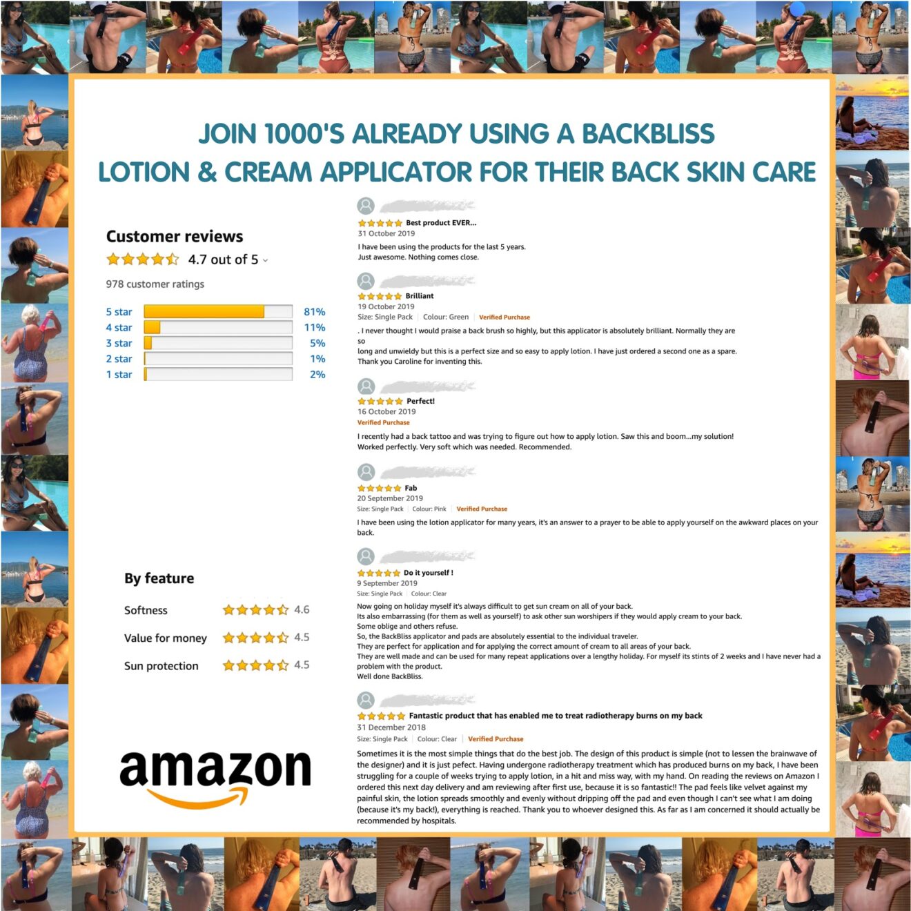 BackBliss BACK Lotion & Cream Applicator Replacement Pad 4 Pack - Backbliss